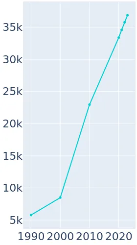 Canton, Georgia Population History | 1990 - 2019